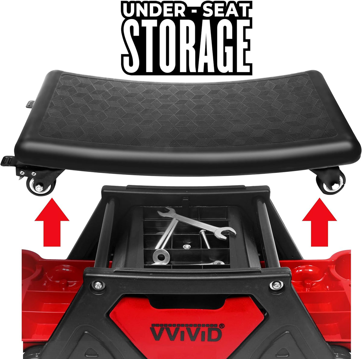 Mechanic Bench 300lbs Capacity Garage Stool with Detachable Creeper (M ...